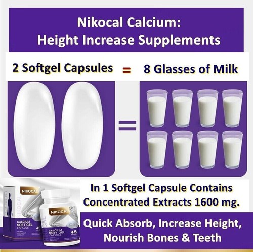 NIKOCAL Calcium Supplement Increase Height Nourish Bone Vitamin 1,500 ...