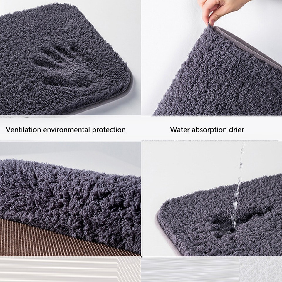Non-slip Microfiber Bathroom Mat Easy to Clean Washable Bath Rugs | eBay