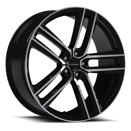 18x8.5 Vision 475 Clutch Gloss Black Machined Face Wheels 5x112 (38mm ...
