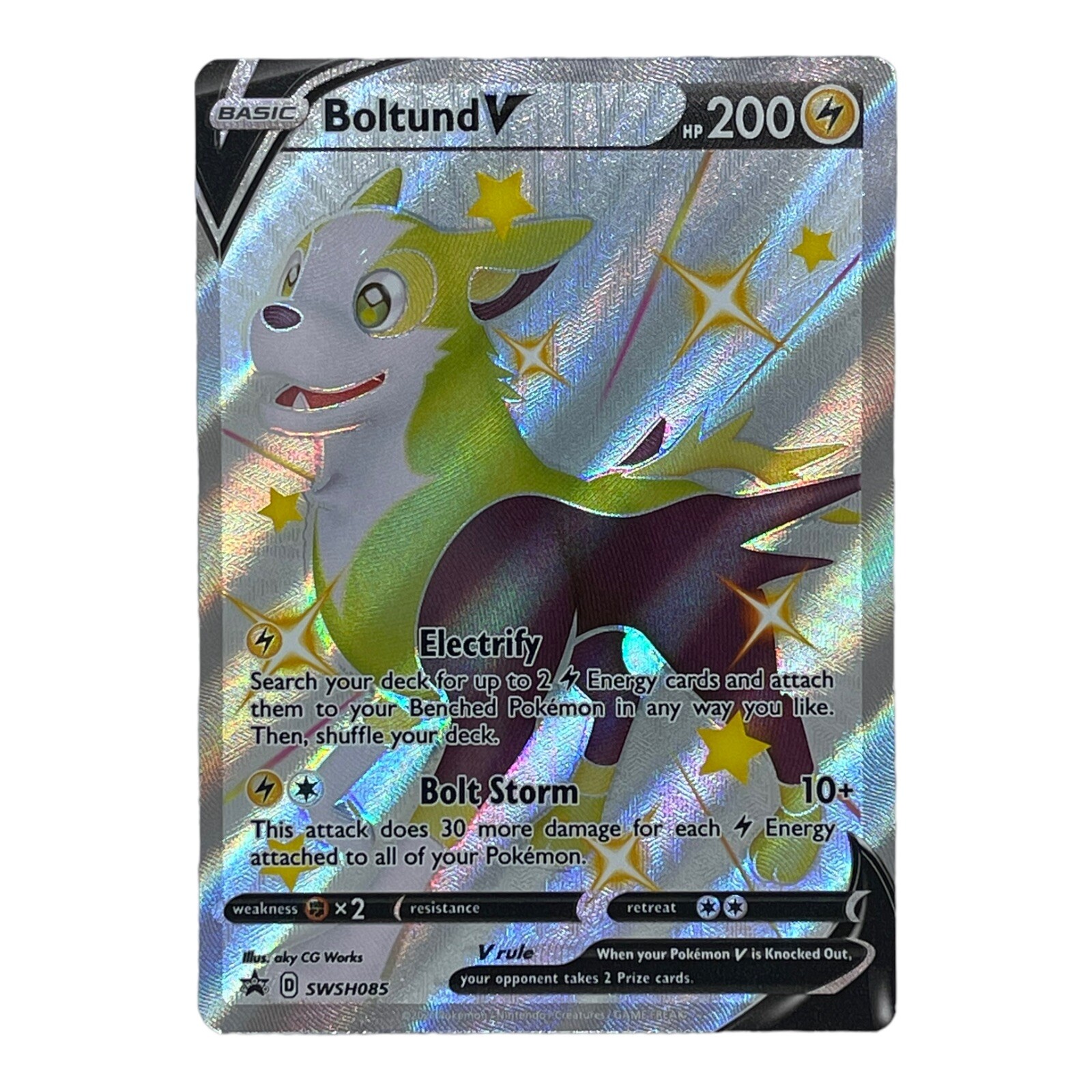 Pokémon TCG ~ Boltund V ~ SWSH Black Star Promo SWSH085 Shiny Full Art ...
