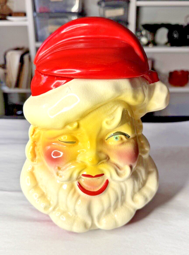 Vintage 1940/50's U.S.A. Pottery Ceramic Winking Santa Claus Cookie Jar ...