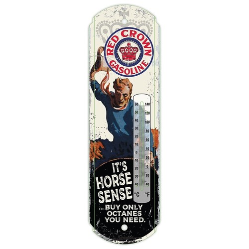 NEW! Red Crown Gasoline Indoor Outdoor Metal Tin 17" Thermometer ...