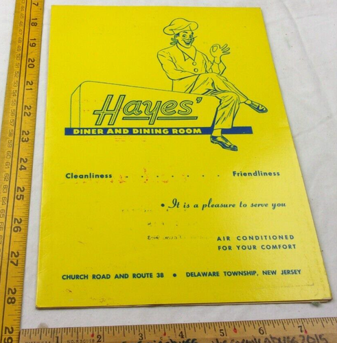Hayes' Diner restaurant menu 1953 Delaware Township, New Jersey | eBay