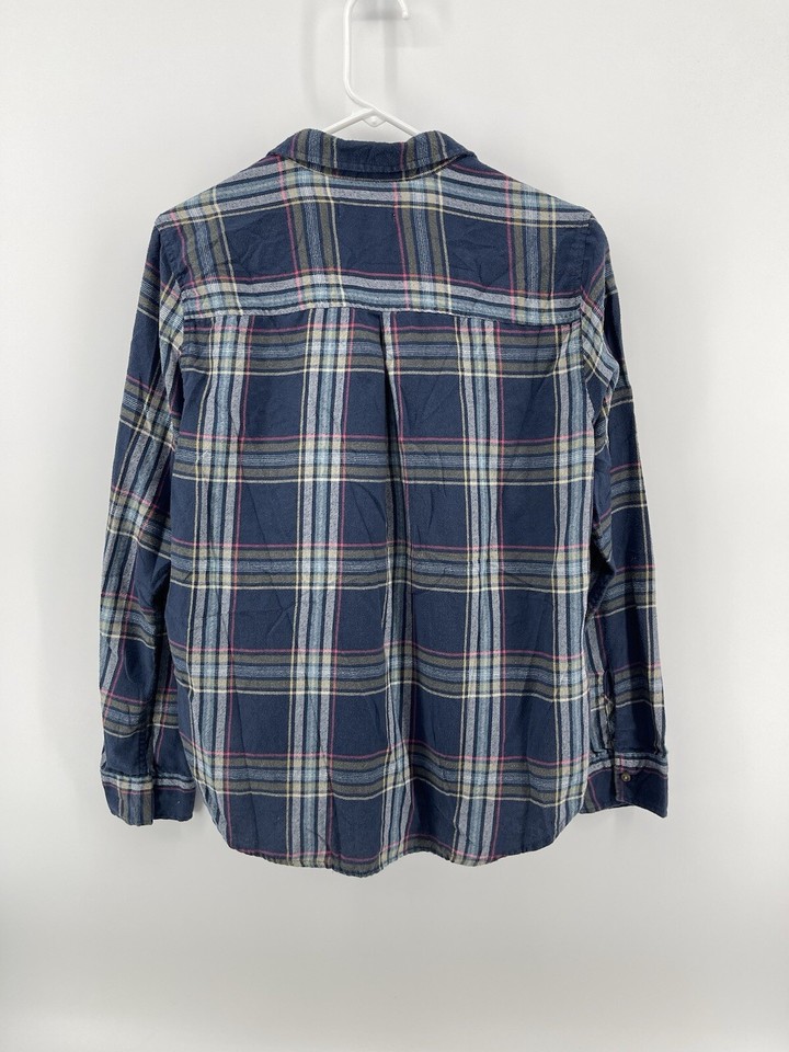 Hollister Long Sleeve Light Flannel Shirt Womens Size Large Blue Pink ...