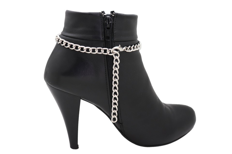Women Silver Shiny Color Chain Boot Bracelet Anklet Shoe Butterfly ...
