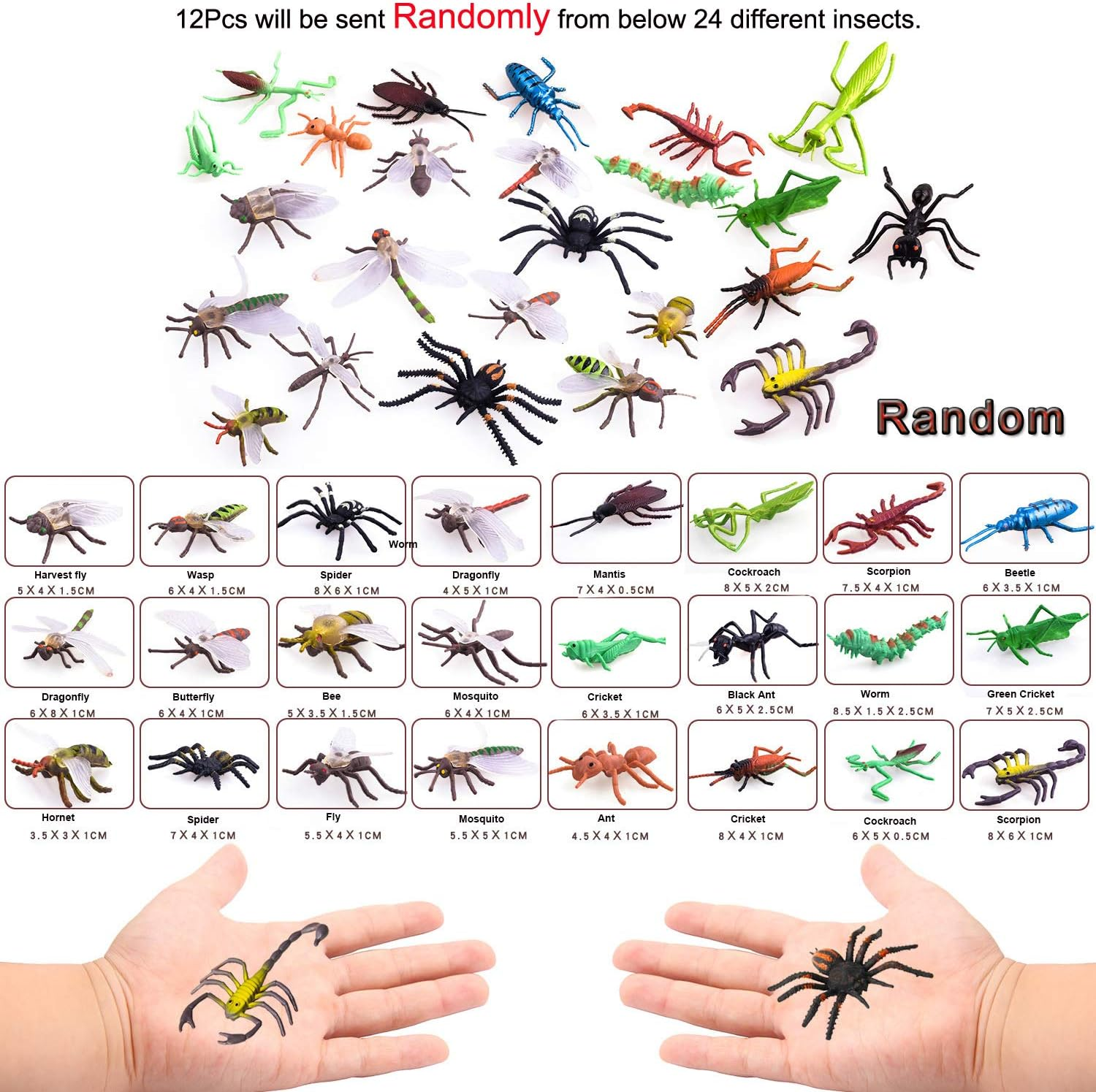 PINOWU 27Pcs Bug Toy Figures Playset for Kids Boys, 2-6' Fake Insects ...