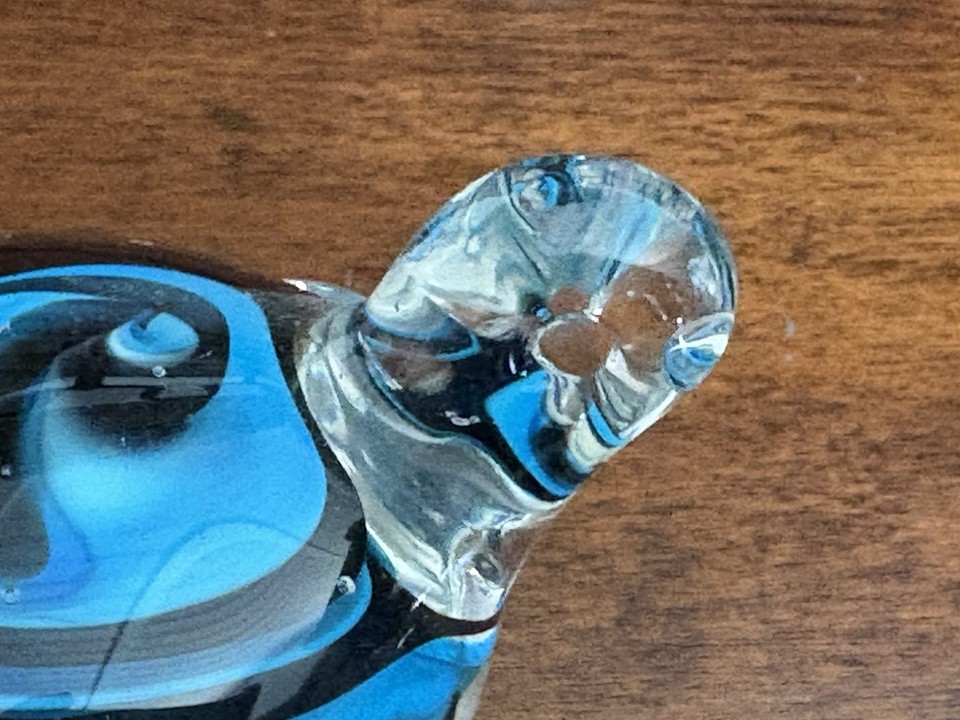 Glass Turtle Figurine Blue and Black Swirl Design | eBay