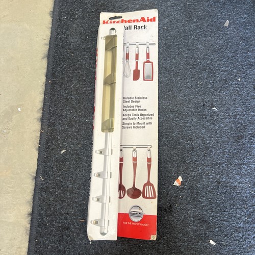 Kitchen Aid 16” Wall Rack Brass Stainless Steel 5 Hook Utensil Holder ...