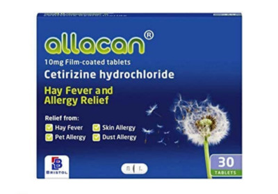 2 Months Supply Allacan Cetirizine Hayfever Allergy Tablets 30 x 2 UK ...