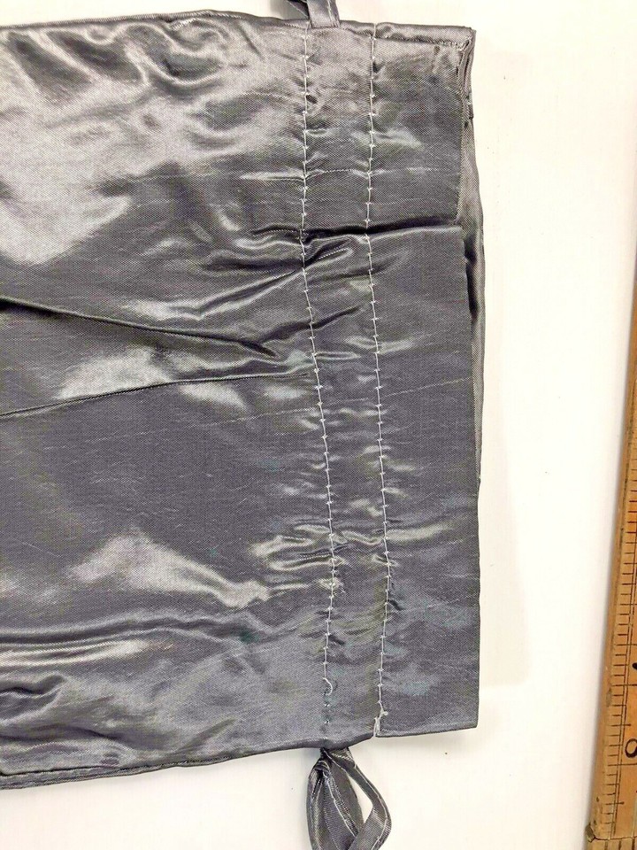 Silver Pewter Satin Rose Pattern Drawstring Cosmetic Bag Large Travel ...