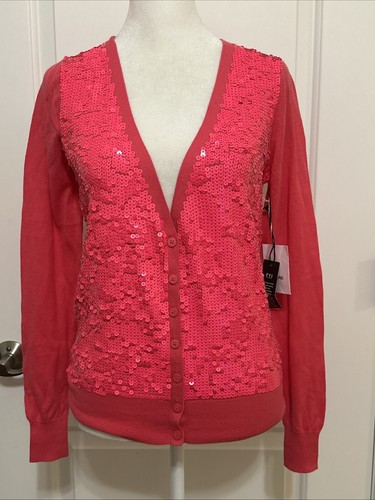 NWT Moda International Pink Sequin Cardigan Pink S | eBay