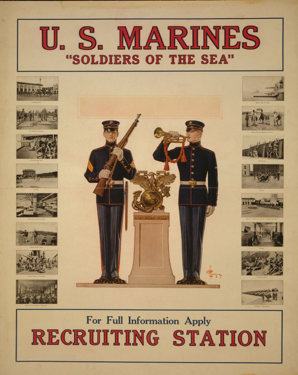 US Marines Recruitment Poster Soldiers Of The Sea 1918 Ww1 8x10 Picture ...