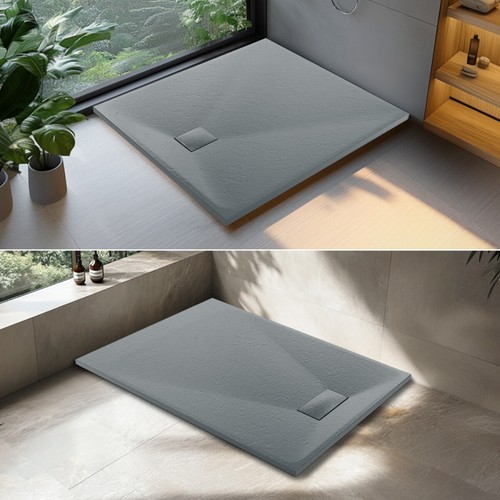 Quadrant/Square/Rectangle Shower Tray SMC Slate Effect Anthracite ...