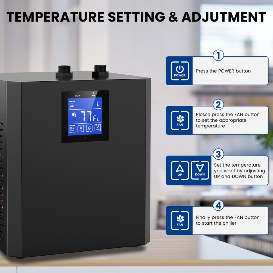 300L 1/3 HP Water Chiller Hydroponic Aquarium Chiller Fish Tank Cooler ...