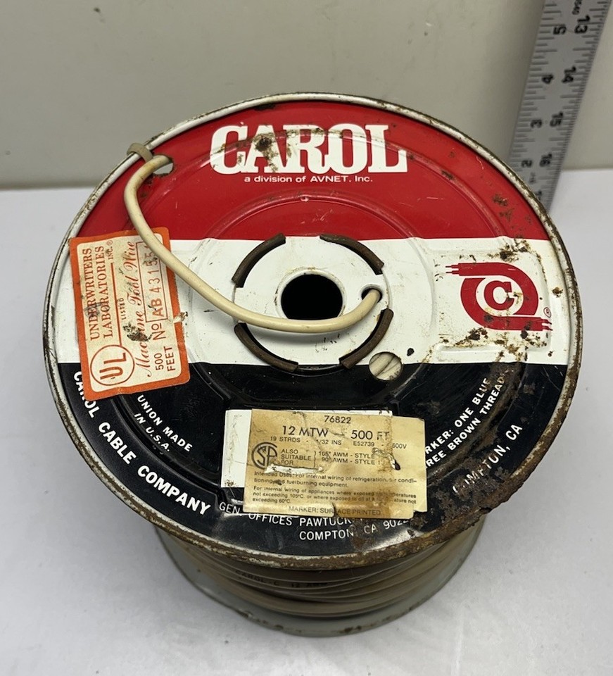 12 Gauge Copper Stranded Electrical White Wire Spool Carol 12 AWG 500 ...