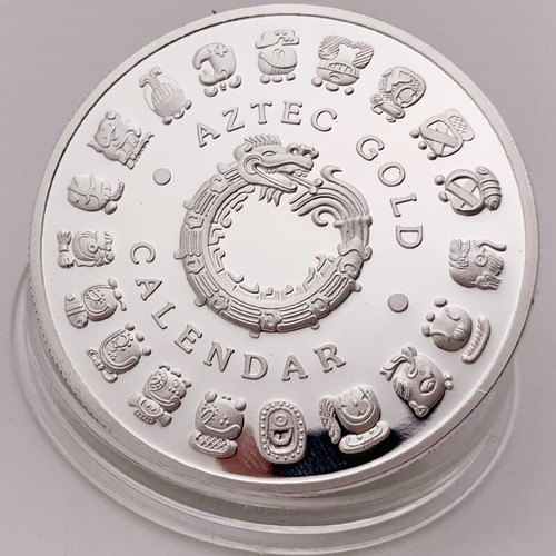 Mexican Maya Aztec Calendar Art Prophecy Culture Silver Commemorative ...