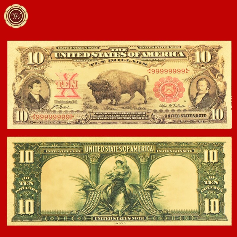 1901 $10 Bison Note, Gold Foil, Collectible, Antique, Bank Notes | eBay