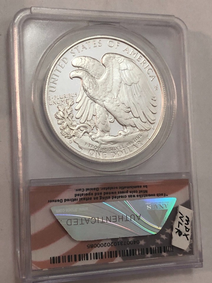 2006 Overstruck Silver Eagle design. Proof reverse ANACS MS69 DANIEL ...