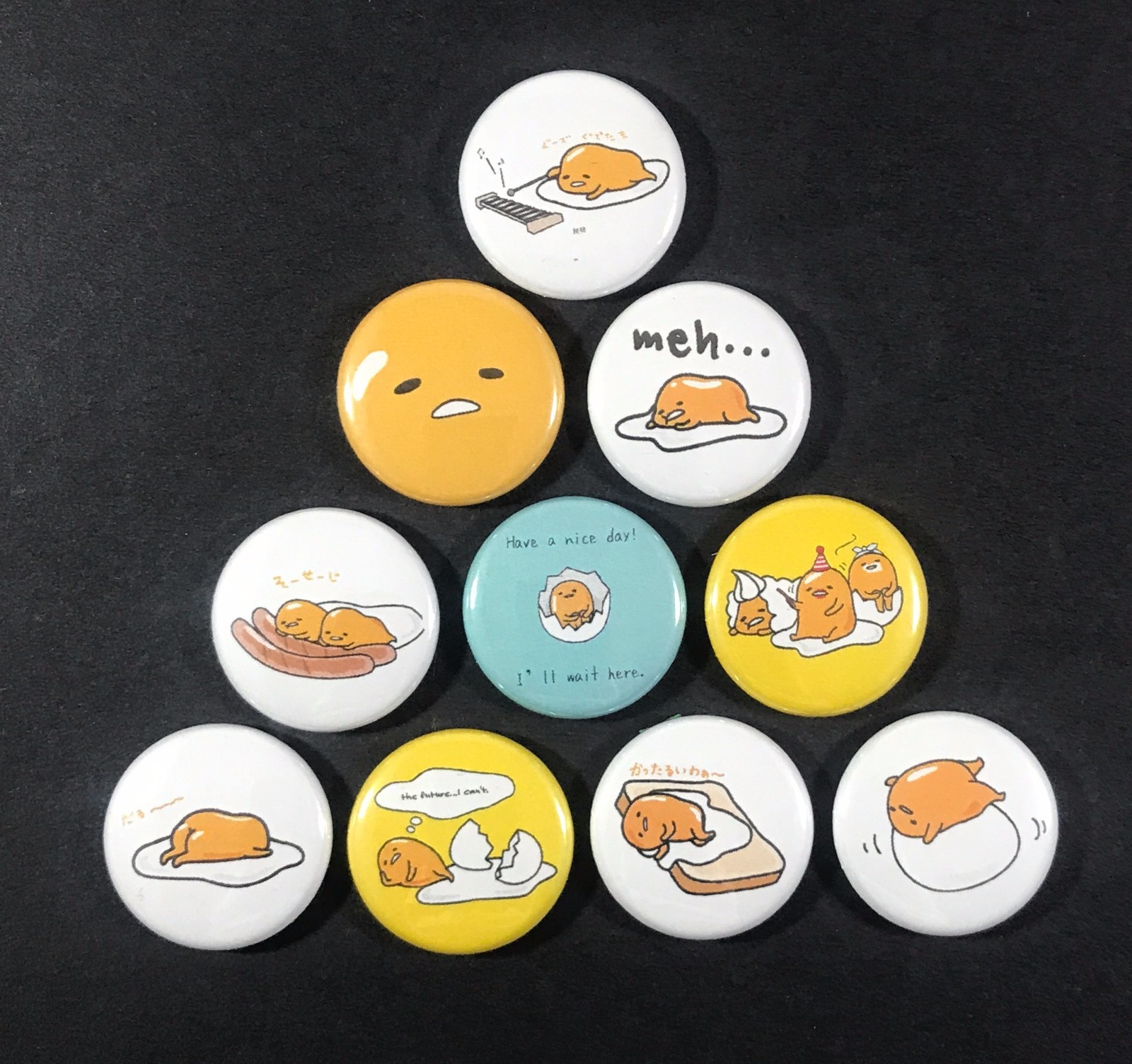 Gudetama 1" Pin Button Lot Set #3 Lazy Grumpy Depressed Egg Japan ...