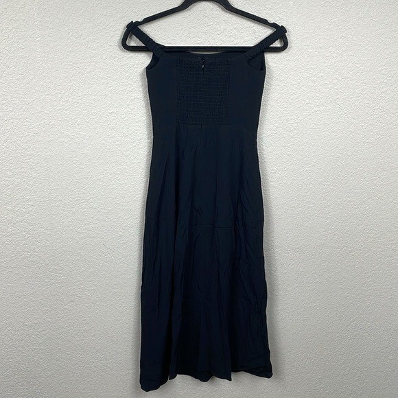 New Charles Henry Black Square Neck A Line Midi Dress with Slit Sz XS ...