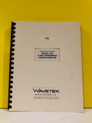 Wavetek Model 270 12 MHz Programmable Function Generator Instruction Manual | eBay