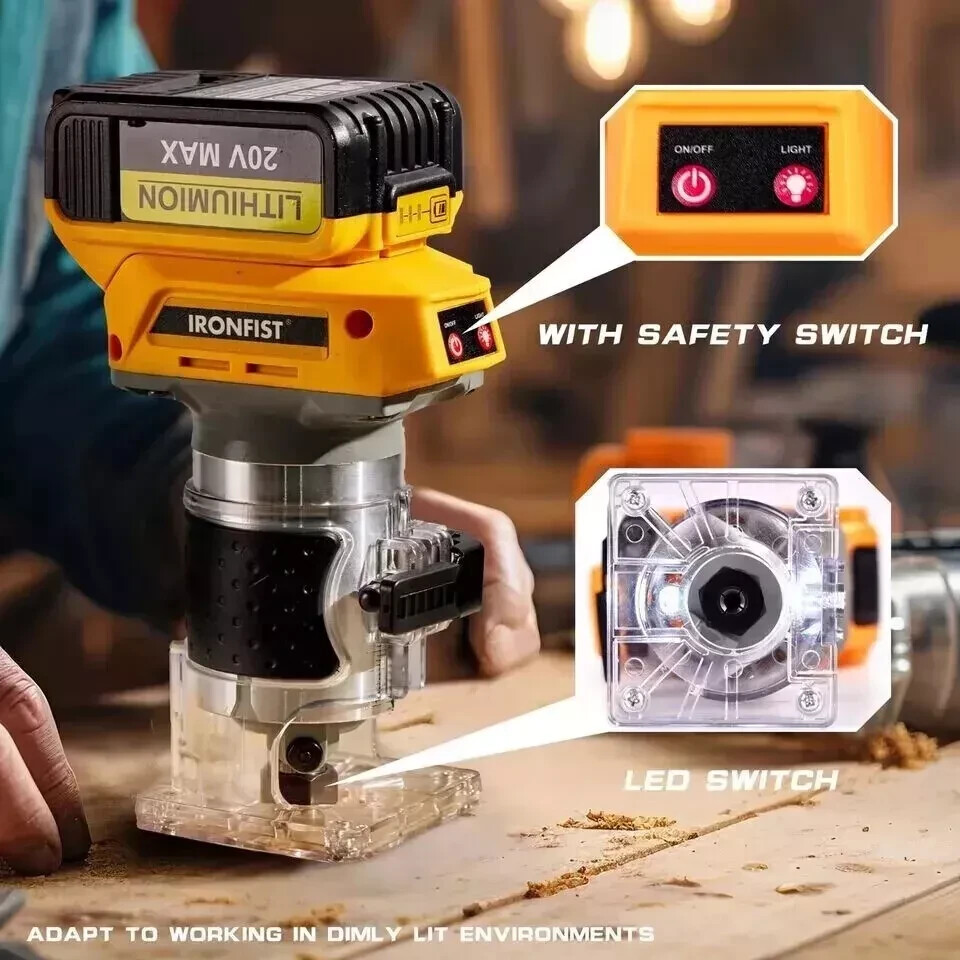 Cordless Palm Router for DEWALT 20V MAX Battery, Woodworking Trimmer ...