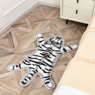Faux Fur Tiger Print Animal Skin Hide Pelt Area Rug Mat Non Slip Carpet ...