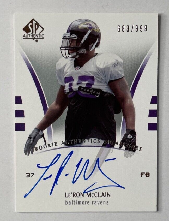 Le'Ron McClain 2007 SP Rookie Authentics AUTO #247 Baltimore Ravens #'d ...