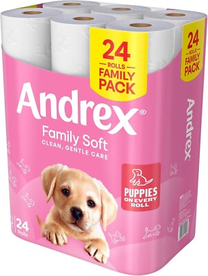 Andrex Gentle Clean Toilet Rolls - 24 Toilet Roll Pack-Family Pack Free ...