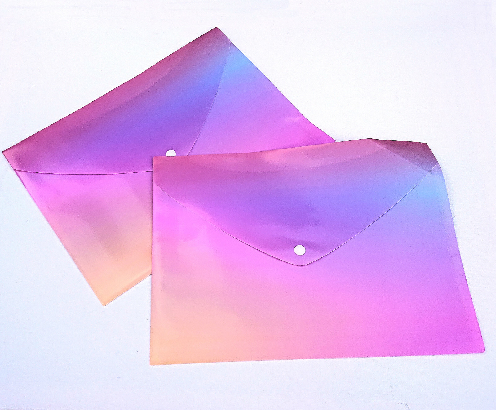 SUNSET FADE Pair of A4 DOCUMENT WALLETS Plastic Envelope BUTTON CLOSE ...