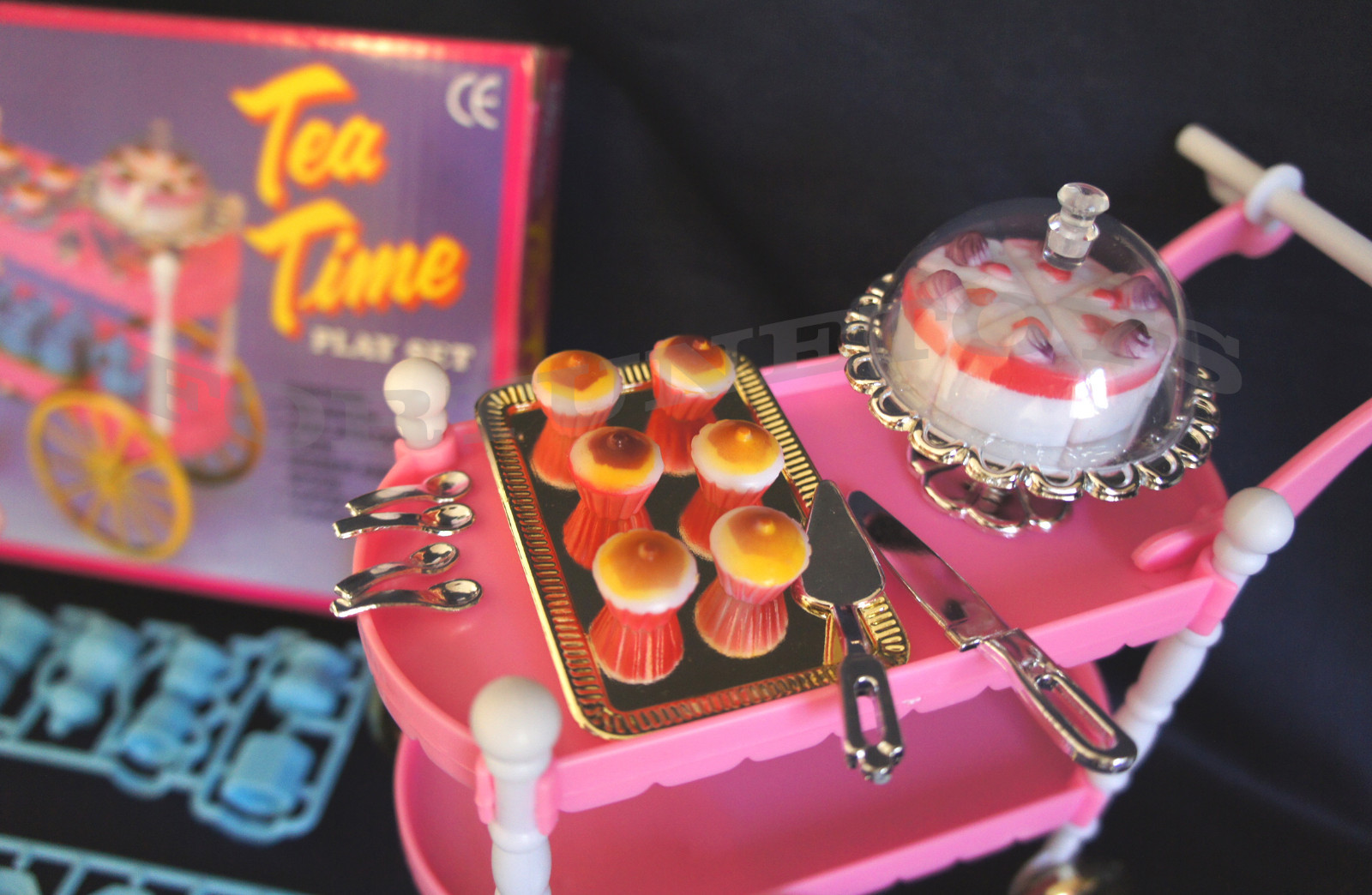 GLORIA Doll House FURNITURE SIZE TEA TIME CART SET W/Cake PLAYSET DOLLS ...