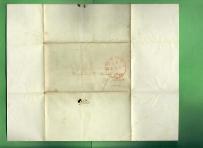 1849 STAMPLESS COVER & LETTER - BOSTON TO SPRINGFIELD MASSACHUSETTS RED ...
