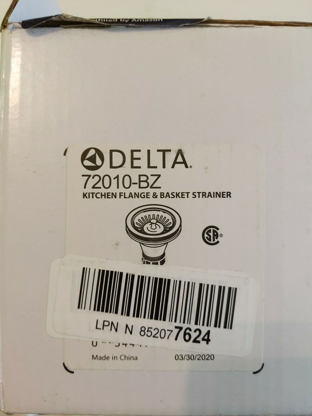 Delta 72010 Classic Basket Strainer and Flange for Kitchen Sinks With a ...