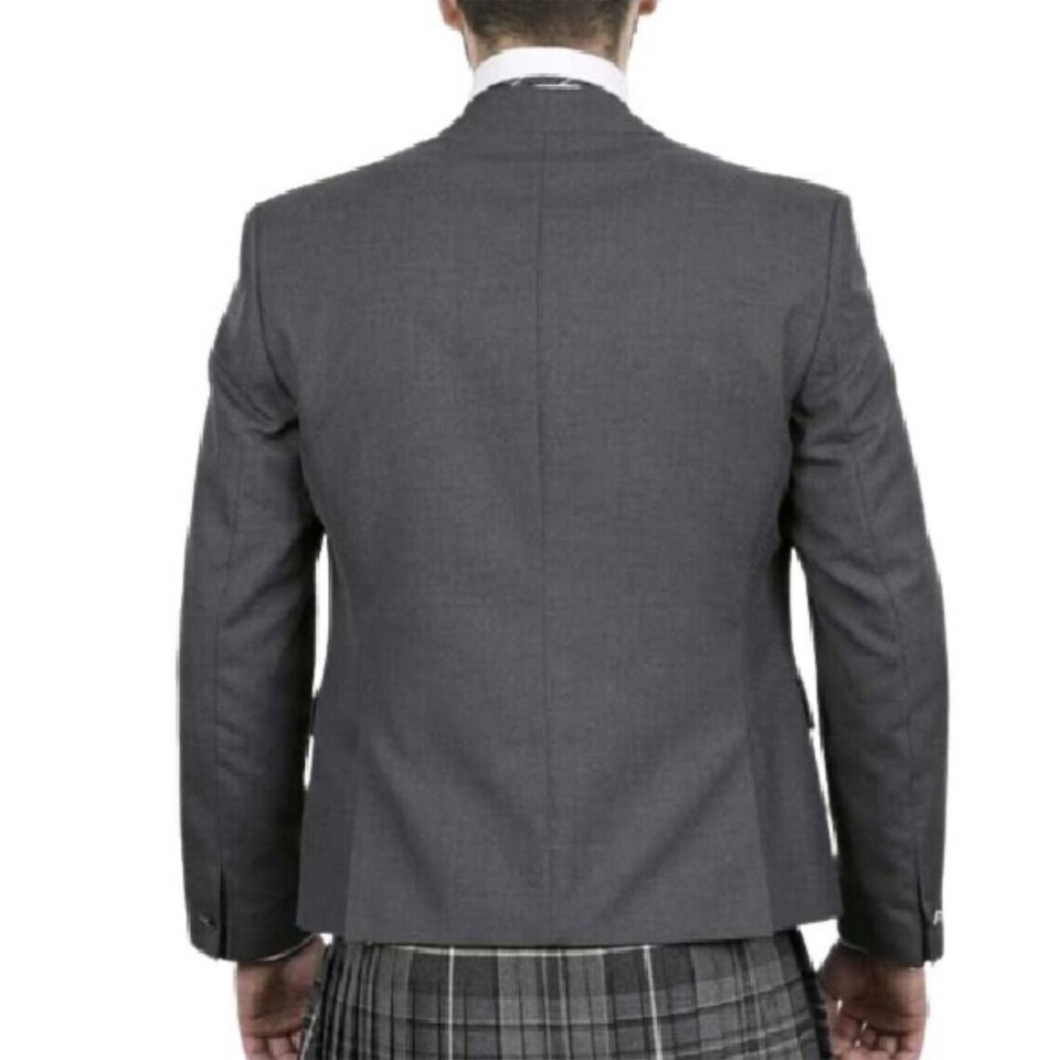 Scottish Gray Serge Wool Argyle Kilt Jacket and Waistcoat Handmade ...