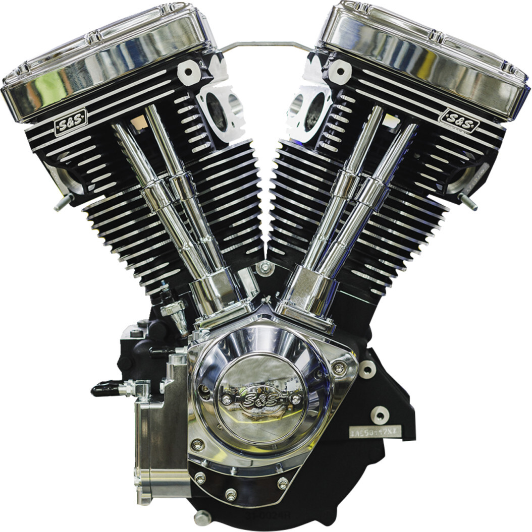 S&S Cycle - 310-1159 - V124 Long Block Engine, Chrome/Wrinkle Black for ...