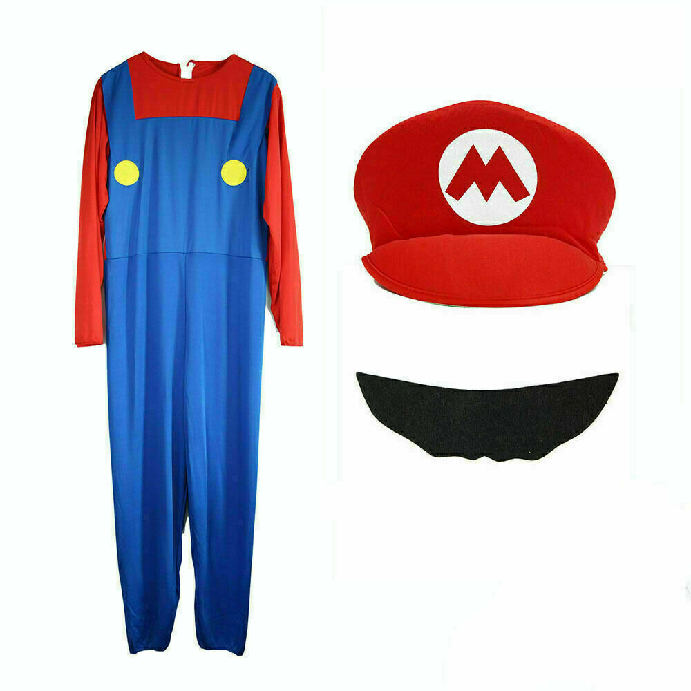 Mens Adult Super Mario and Luigi Fancy Dress Plumber Bros Halloween ...