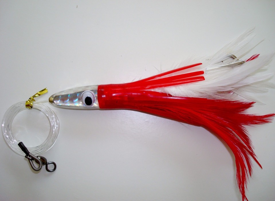 6" Rigged Tuna Feathers 6 Pieces Trolling Fishing Lures - 6 COLORS | eBay