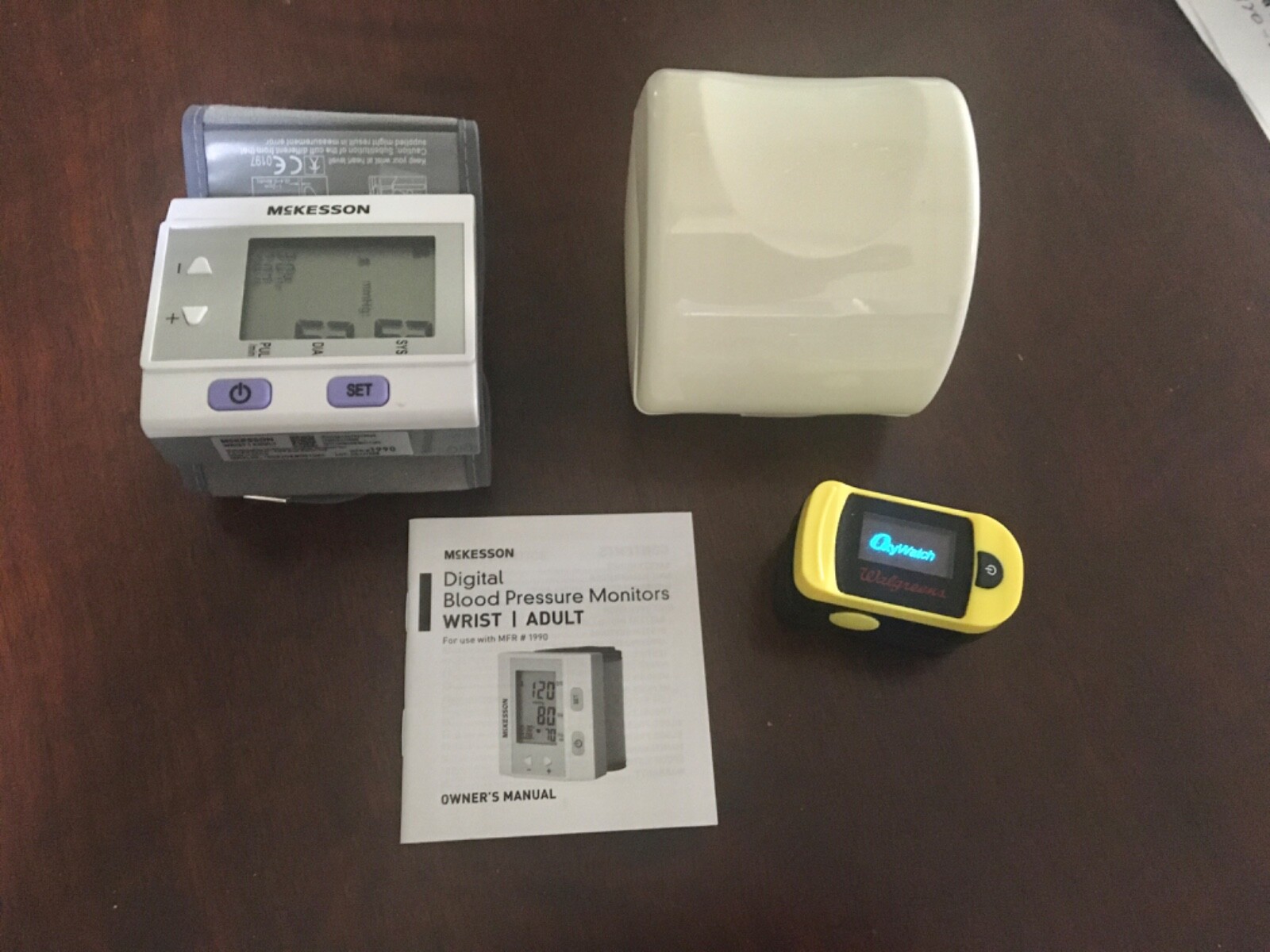 McKesson wrist blood pressure monitor. PLUS finger oxy meter. BOTH w ...