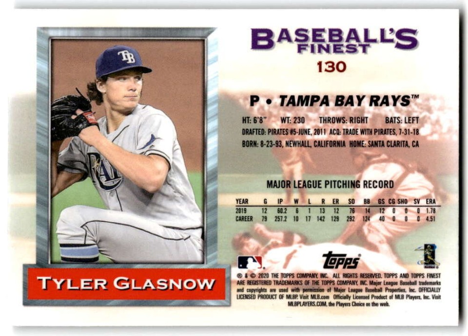 2020 Topps Finest Flashbacks #130 Tyler Glasnow Tampa Bay Rays | eBay