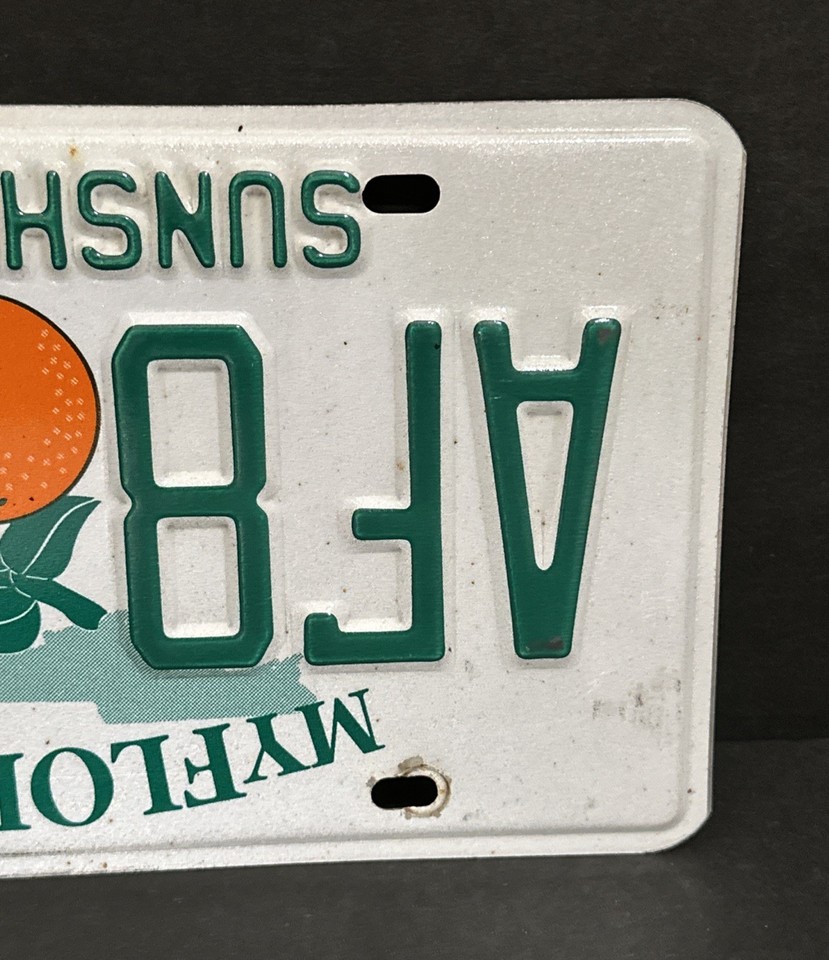 FLORIDA PERMANENT LICENSE PLATE — AF8 🍊 5JS — SUNSHINE STATE | eBay