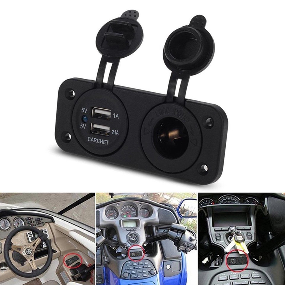 5V USB Car Cigarette Lighter Socket Splitter Charger Power Adapter Blue ...