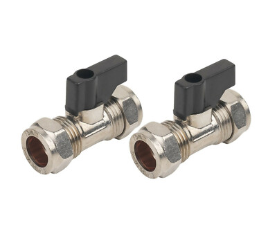 2 x 15mm Chrome Isolation Valve With Handy Finger Lever 15mm Shut Off ...