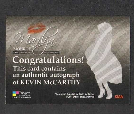 KEVIN McCARTHY AUTOGRAPH CARD KMA MARILYN MONROE 2007 BREYGENT | eBay