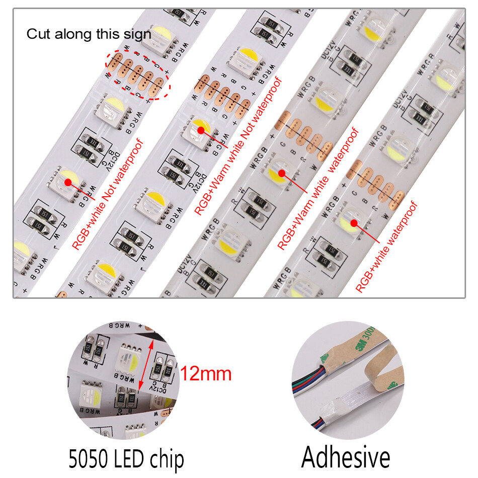 5m 5050 RGB LED Strip light RGBW RGB CCT White 5in1 4in1 chip 12V 24V ...