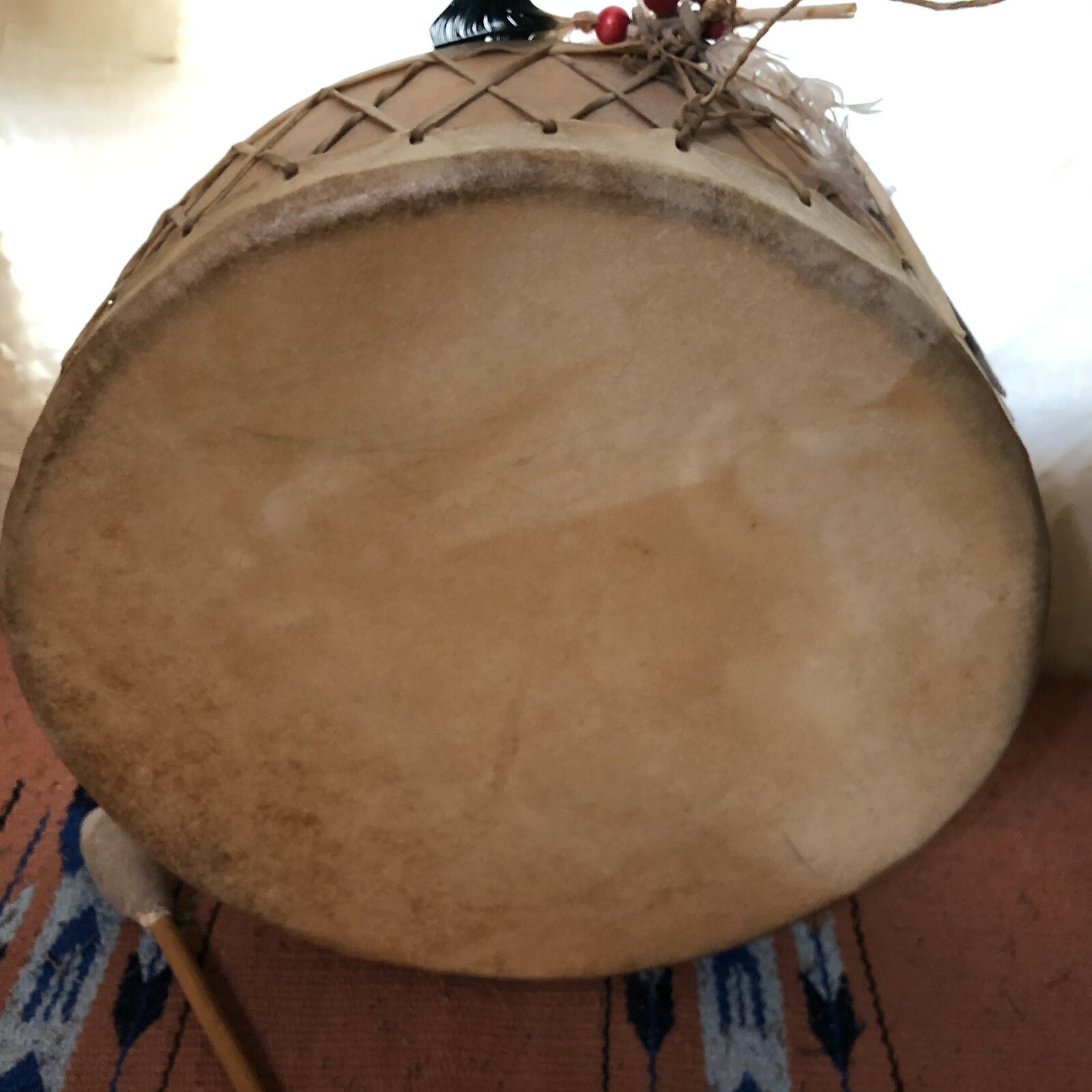 Handmade Tom Tom (Drum) with striking wand, - Gem