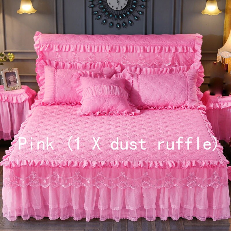 1x Lace Floral Bed Skirt Dust Ruffle Bedspread Chic Bedding Decor ...