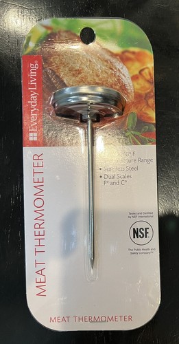 EVERYDAY LIVING MEAT THERMOMETER RANGE 120°-200° F STAINLESS STEEL ...