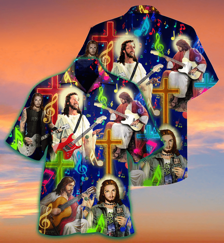 Jesus Hawaiian Shirt - Guitar And Jesus Aloha Hawaiian Shirt - Gift For ...