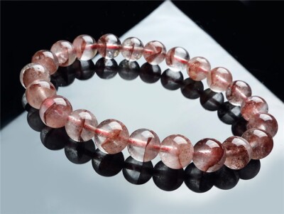 Natural Red Phantom Quartz Stretch Round Bead Crystal Bracelet | eBay