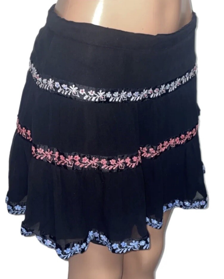 French Connection Y2K Ruffle tiered mini skirt Silk Sz 8 vintage ...